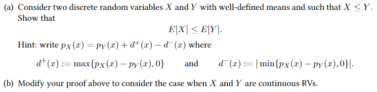 Solved (a) Consider two discrete random variables X and Y | Chegg.com