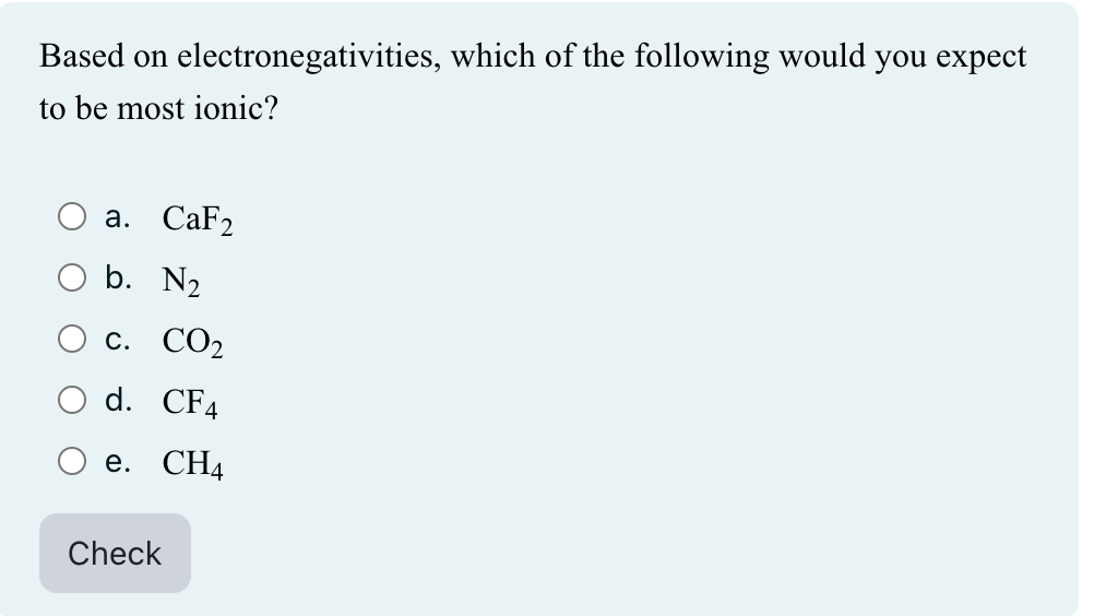 Solved Based on ﻿electronegativities, which of ﻿the | Chegg.com