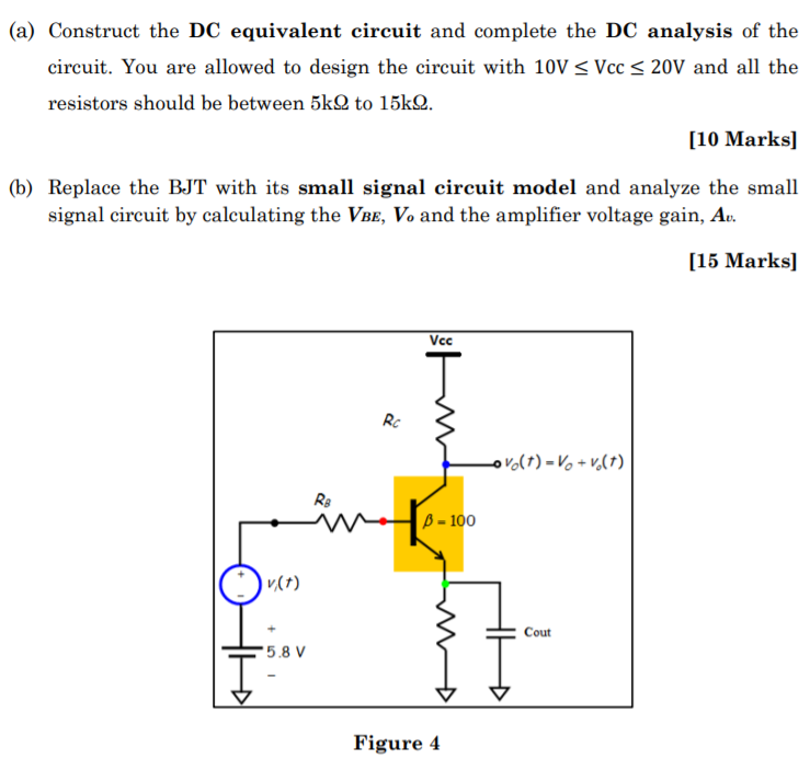 Solved (a) Construct the DC equivalent circuit and complete | Chegg.com