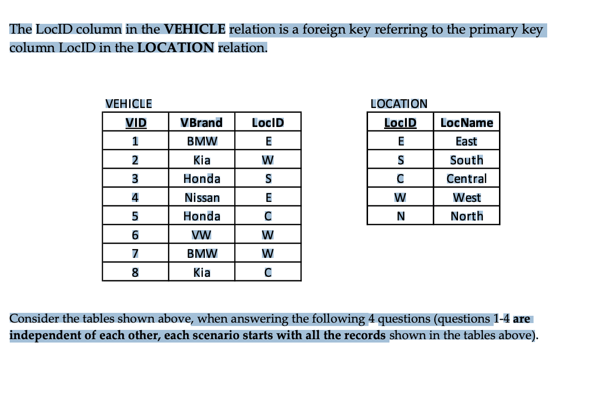 Solved Consider the tables in the attached PDF document, | Chegg.com