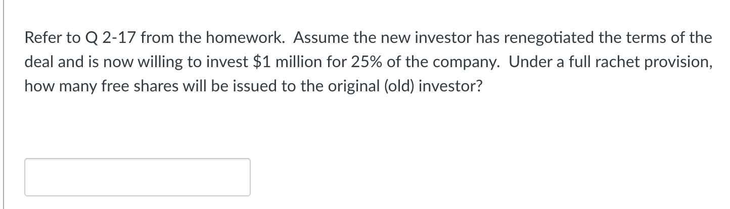 Only answer the first question, (Under a full ratchet | Chegg.com