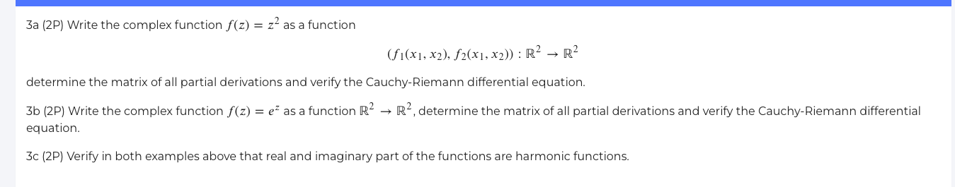Solved 3a (2P) Write the complex function f(z)=z2 as a | Chegg.com