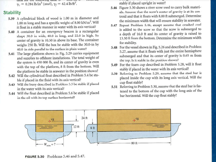 Solved γc=0.284lb/in3( steel), γf=62.4lb/ft3 stably if | Chegg.com