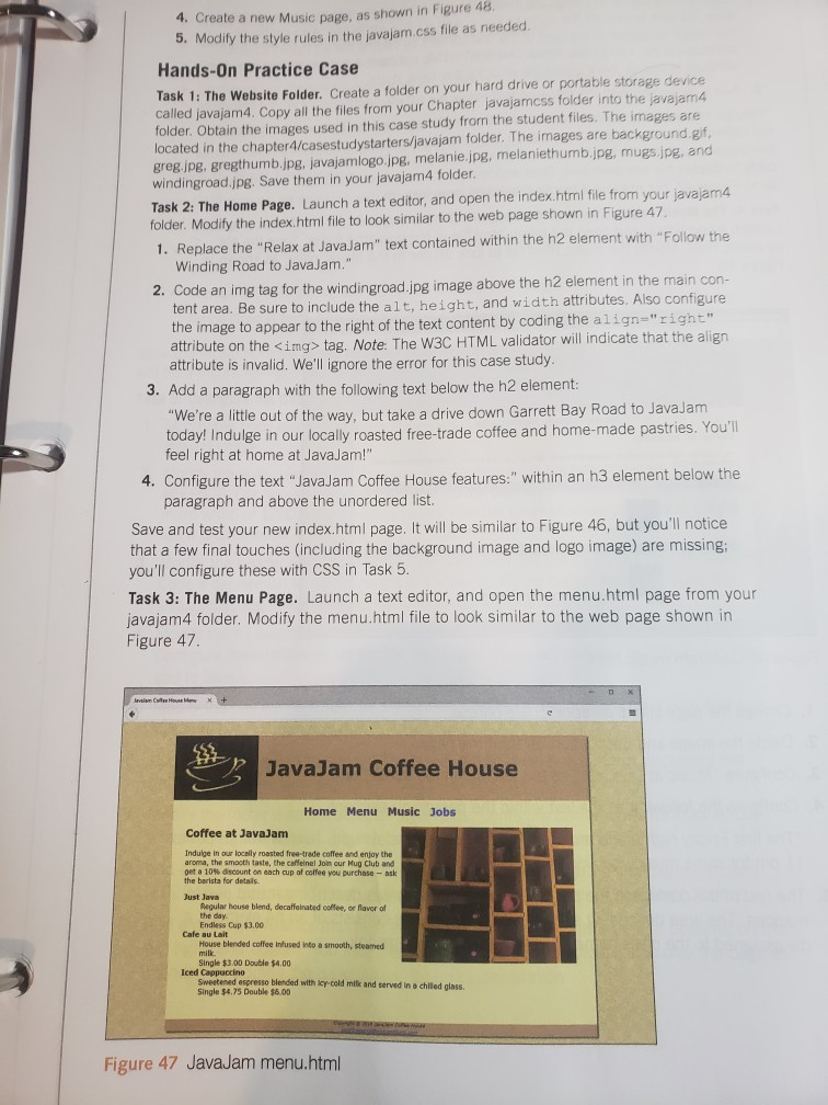 Solved 48 4. Create a new Music page, as shown in Figure 5. | Chegg.com