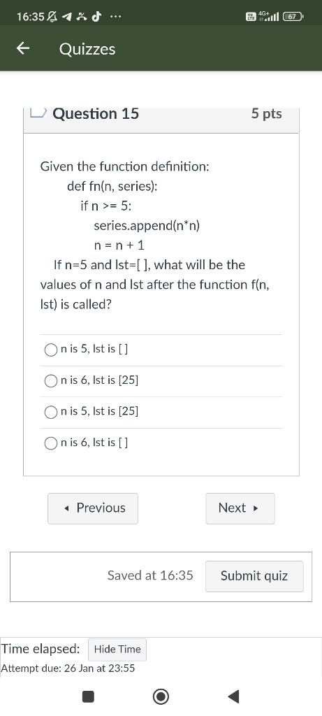 Solved Given the function definition: def f(n, series ) if | Chegg.com