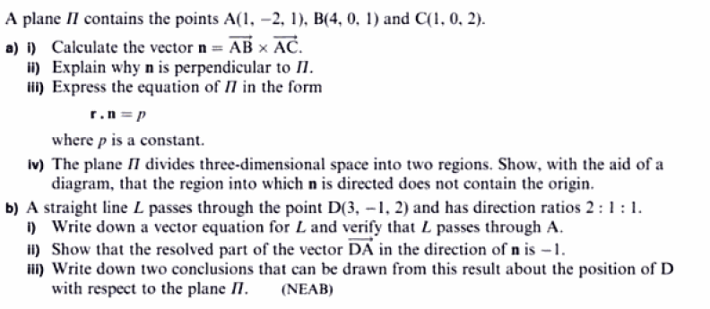 Solved A plane II contains the points A(1, -2, 1), B(4, 0, | Chegg.com
