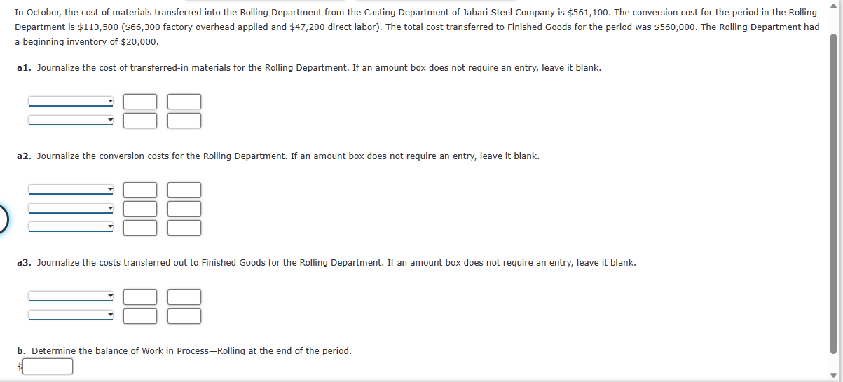 Solved In October, the cost of materials transferred into | Chegg.com