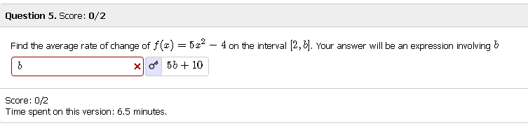 Solved Find the average rate of change of f(x)=5x2−4 on the | Chegg.com