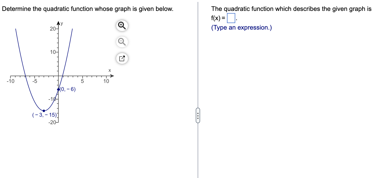 Solved Determine The Quadratic Function Whose Graph Is Given 0075