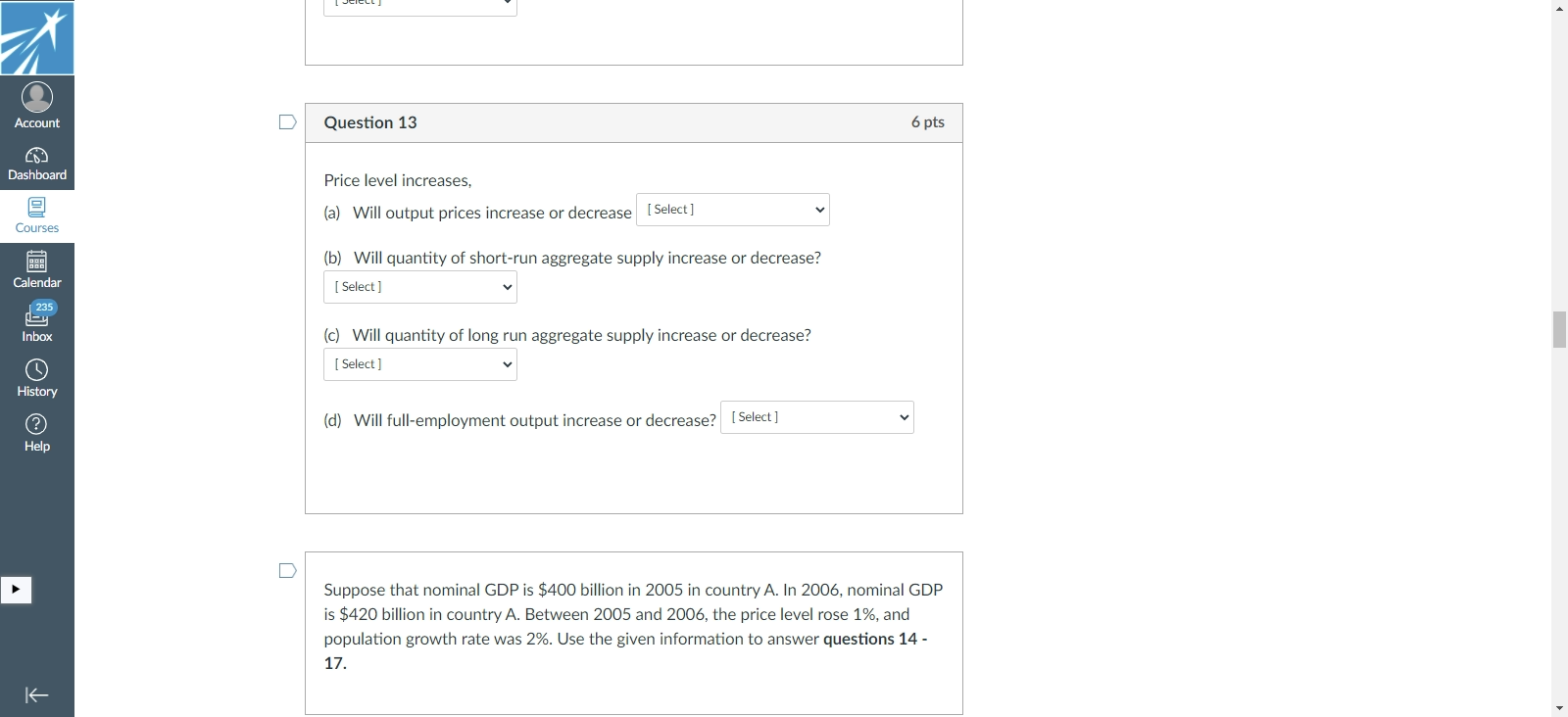 Solved Account D Question 13 6 pts Dashboard Price level | Chegg.com