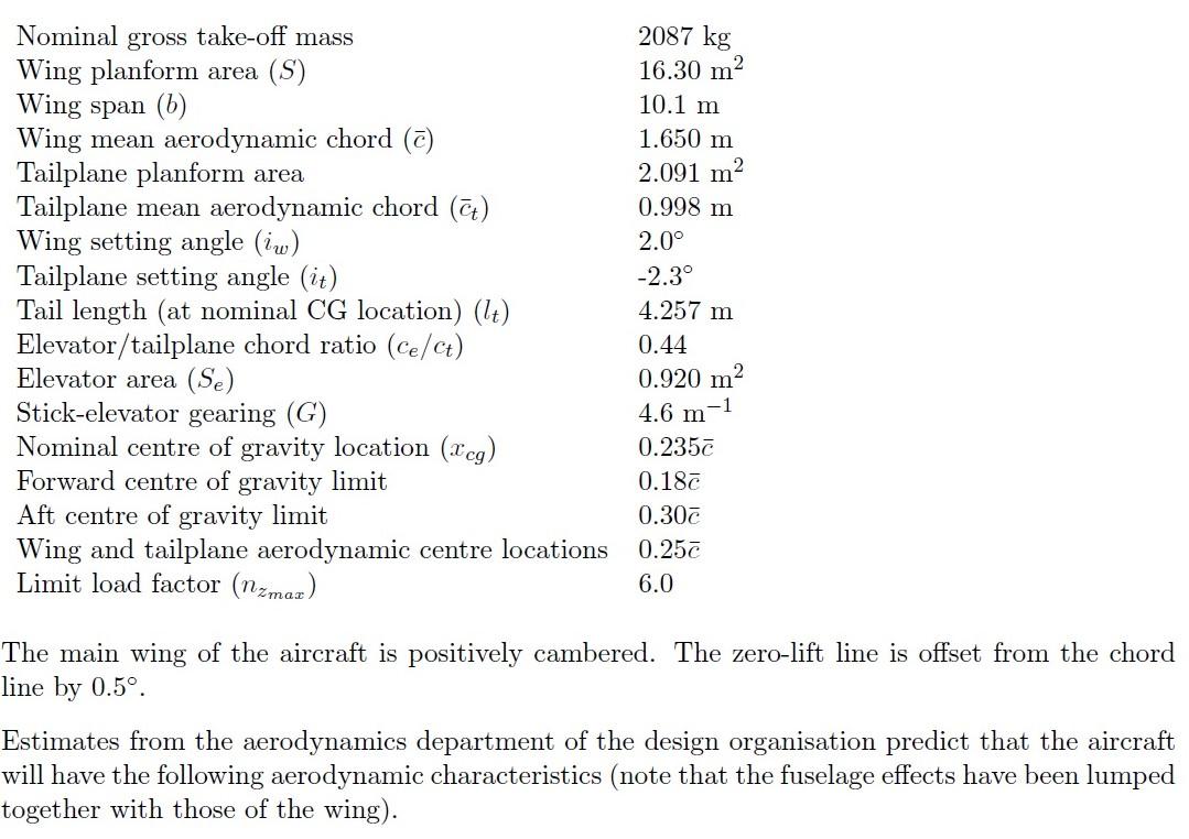 The main wing of the aircraft is positively cambered. | Chegg.com