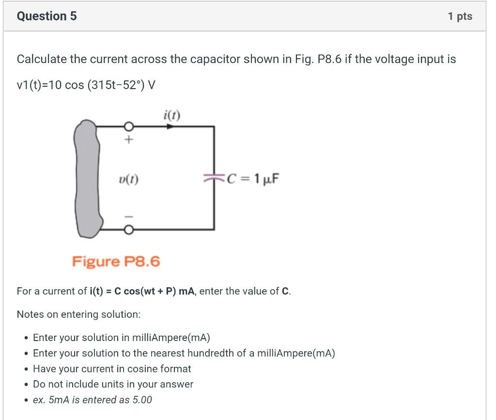 Solved Calculate the current across the capacitor shown in | Chegg.com