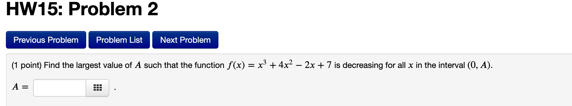 Solved HW15: Problem 2 Previous Problem Problem List Next | Chegg.com