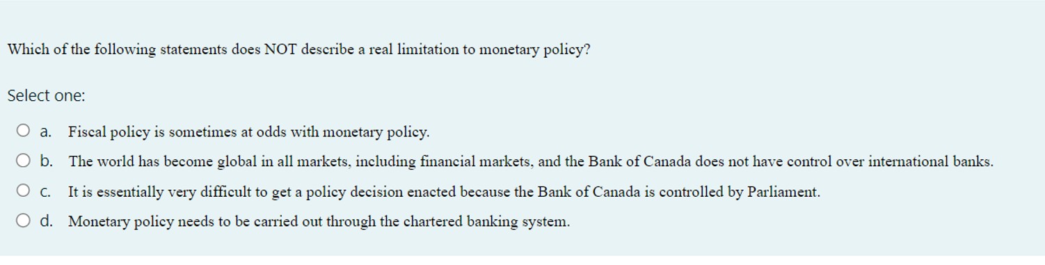 Solved Which of the following statements does NOT describe a | Chegg.com