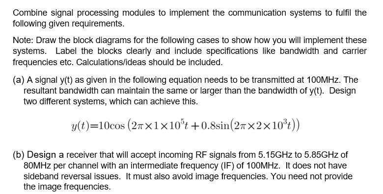 Solved Combine signal processing modules to implement the | Chegg.com