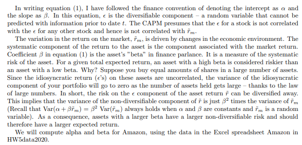 Problem 3 (CAPM Model in Finance). In this problem, | Chegg.com