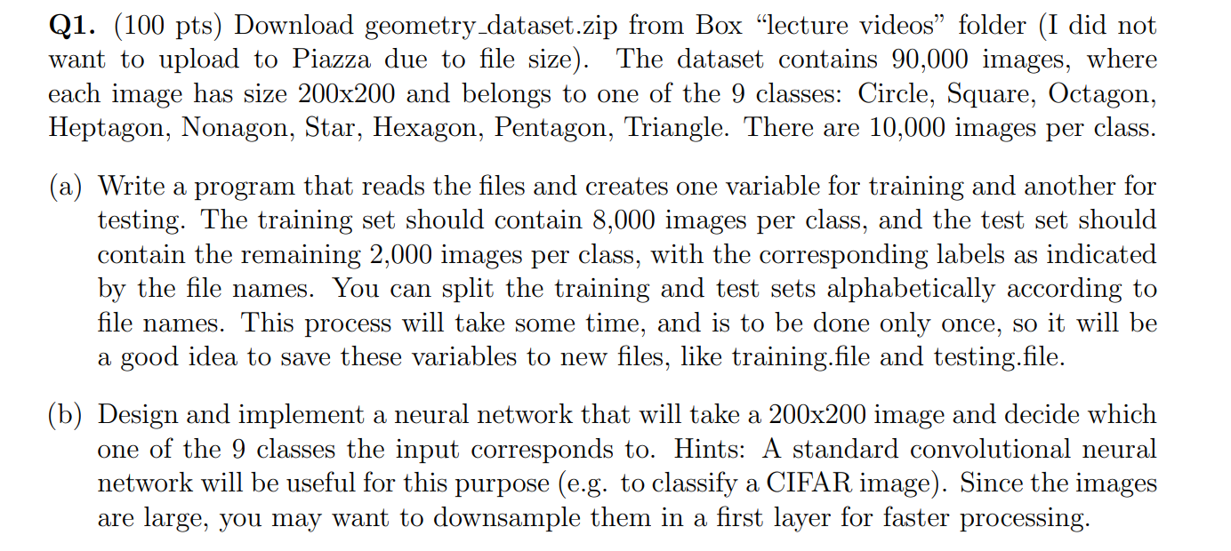Solved Q1. (100 ﻿pts) ﻿Download geometry_dataset.zip from | Chegg.com