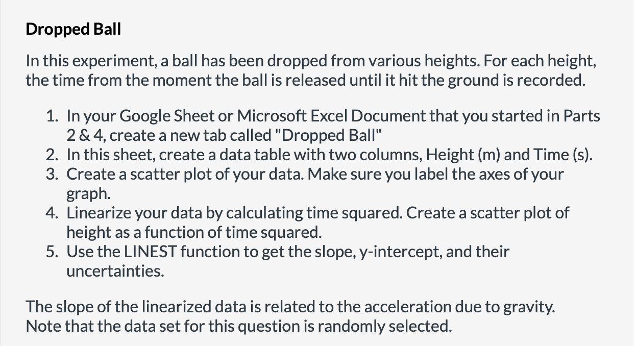 Dropped Ball In this experiment, a ball has been | Chegg.com