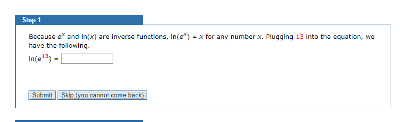 Step 1Because ex ﻿and ln(x) ﻿are inverse functions, | Chegg.com