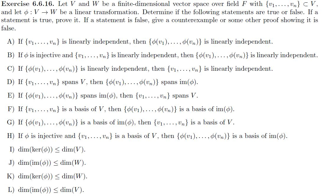 Solved Exercise 6.6.16. Let V and W be a finite-dimensional | Chegg.com