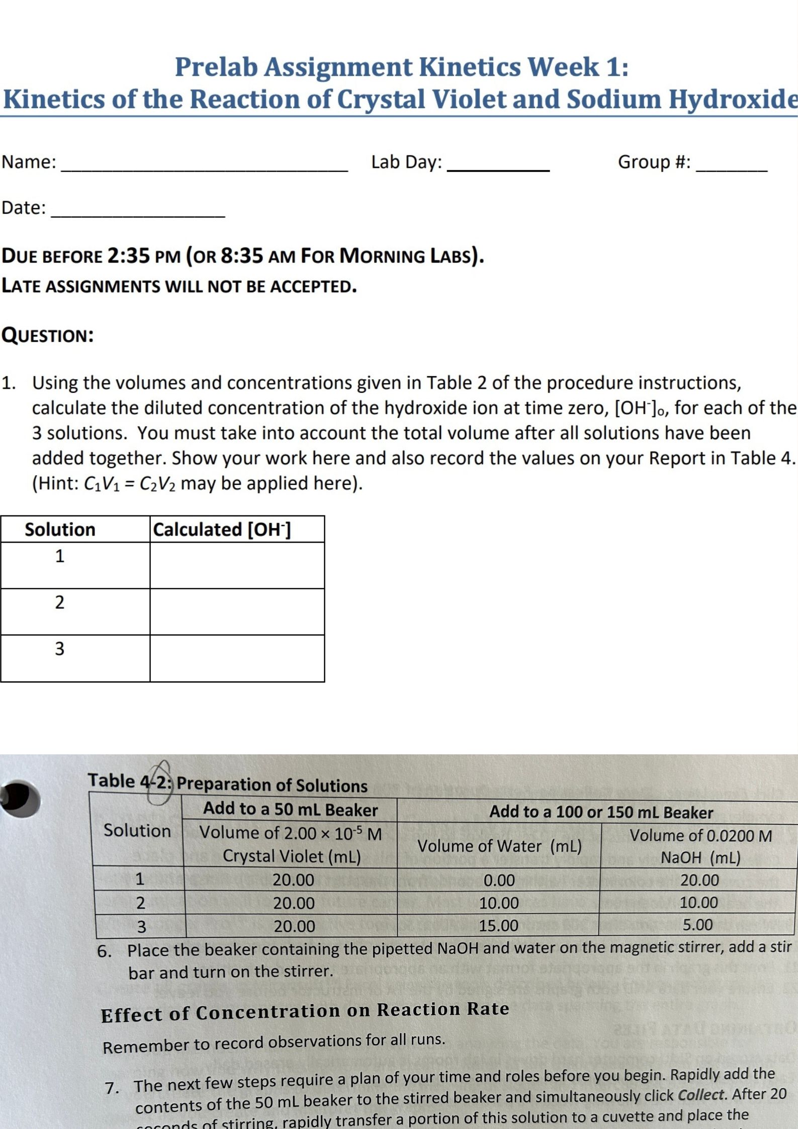 Solved Prelab Assignment KineticKinetics of the Reaction of | Chegg.com