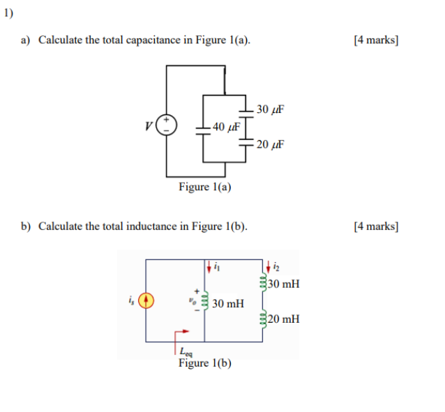 Solved 1) a) Calculate the total capacitance in Figure 1(a). | Chegg.com