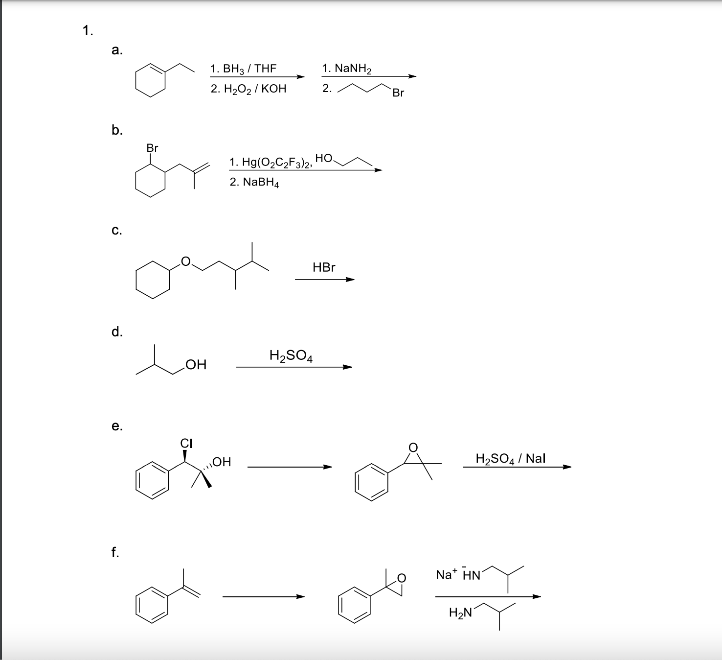 Solved 1. a. 1. NaNH2 1. BH3 / THE 2. H2O2/ KOH 2. Br b. Br | Chegg.com