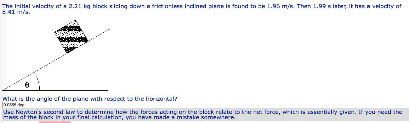 Solved The initial velocity of a 2.21 kg block sliding down | Chegg.com