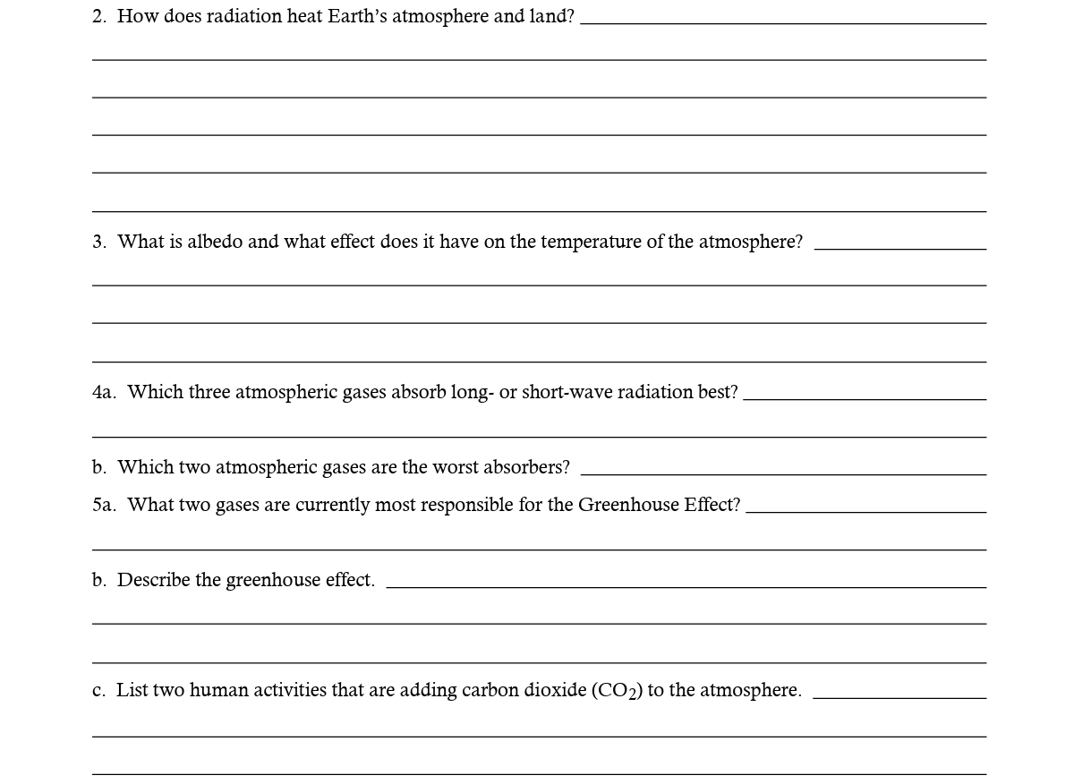 Solved Heating Earth’s Atmosphere | Chegg.com