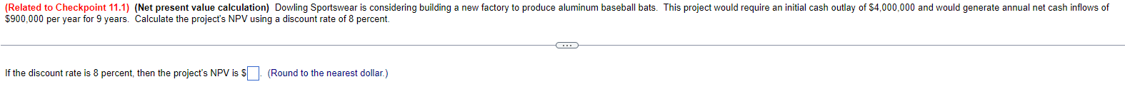 Solved Net Present Value ﻿calculation Dowling Sportswear 3443