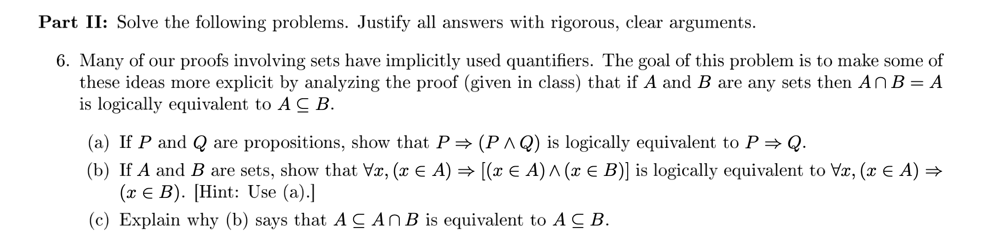 Solved Part II: Solve the following problems. Justify all | Chegg.com