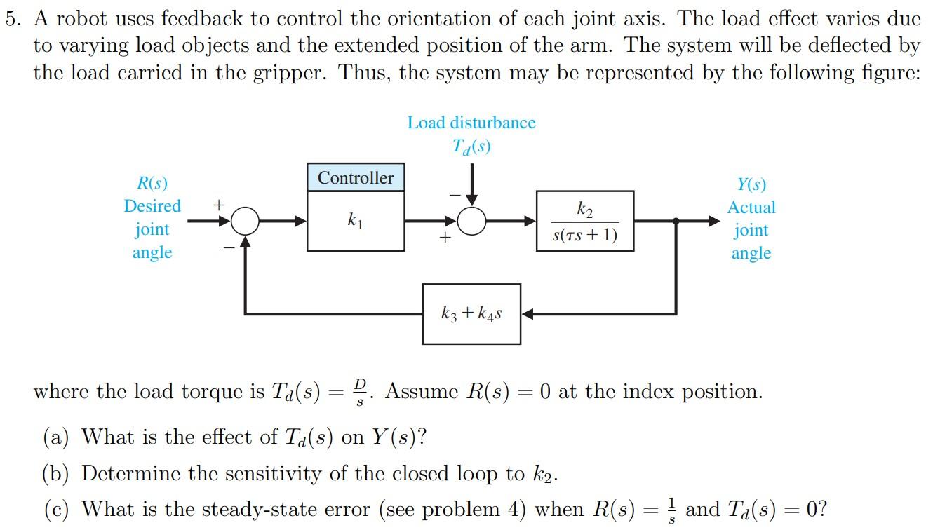 Solved 5. A robot uses feedback to control the orientation | Chegg.com