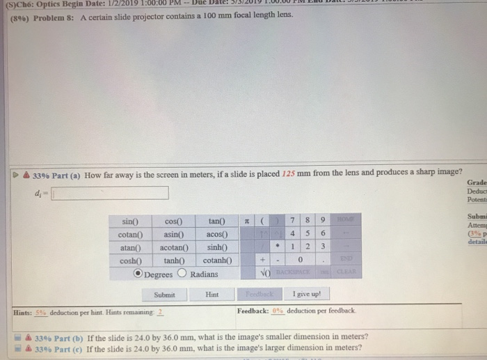 Solved (S)Ch6: Optics Begin Date: 1/2/2019 1:00:00 PM-Due | Chegg.com