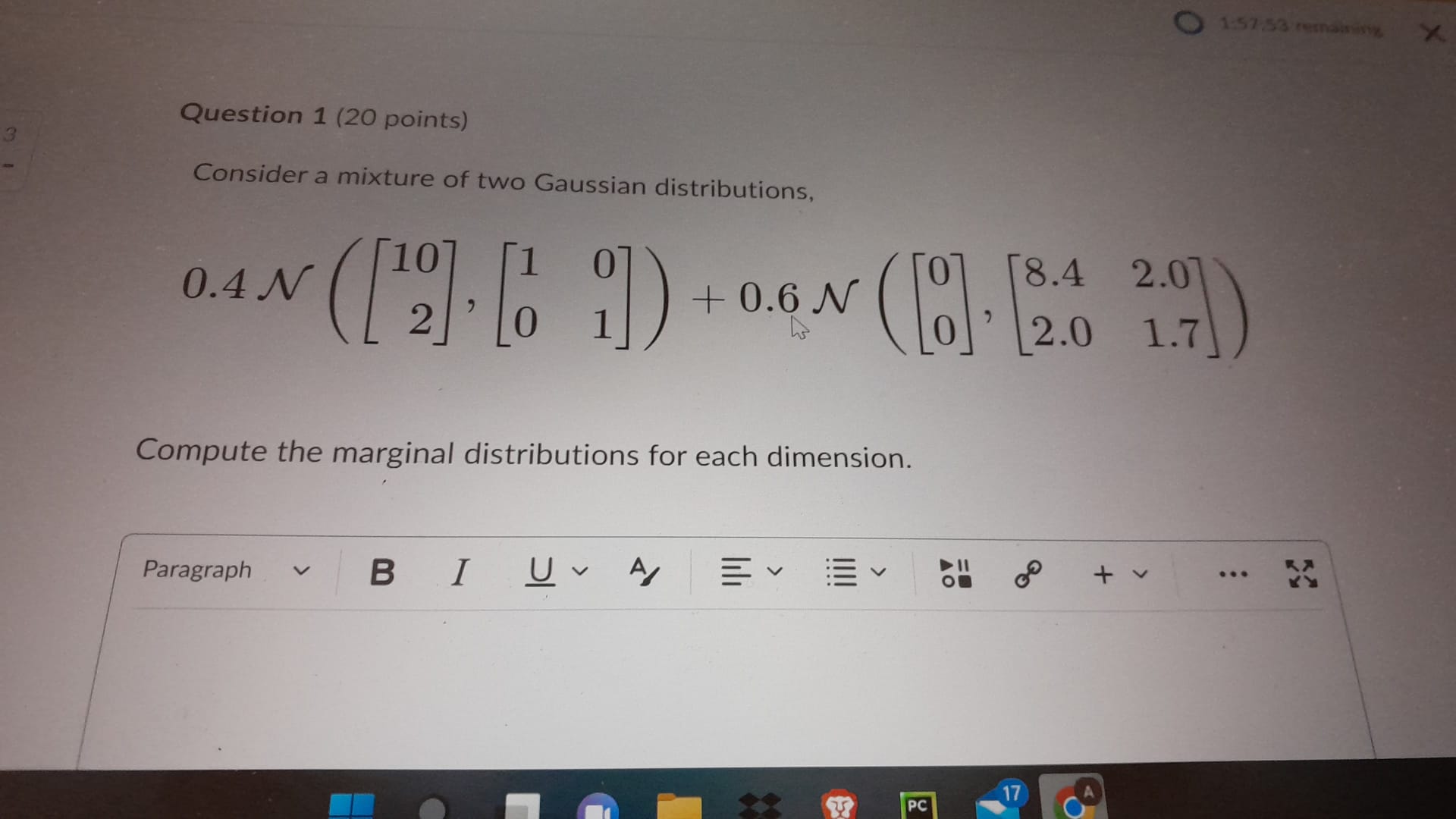 Solved Question 1 (20 ﻿points)Consider a mixture of two | Chegg.com