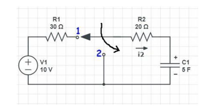 Solved The switch on the circuit below has been in position | Chegg.com