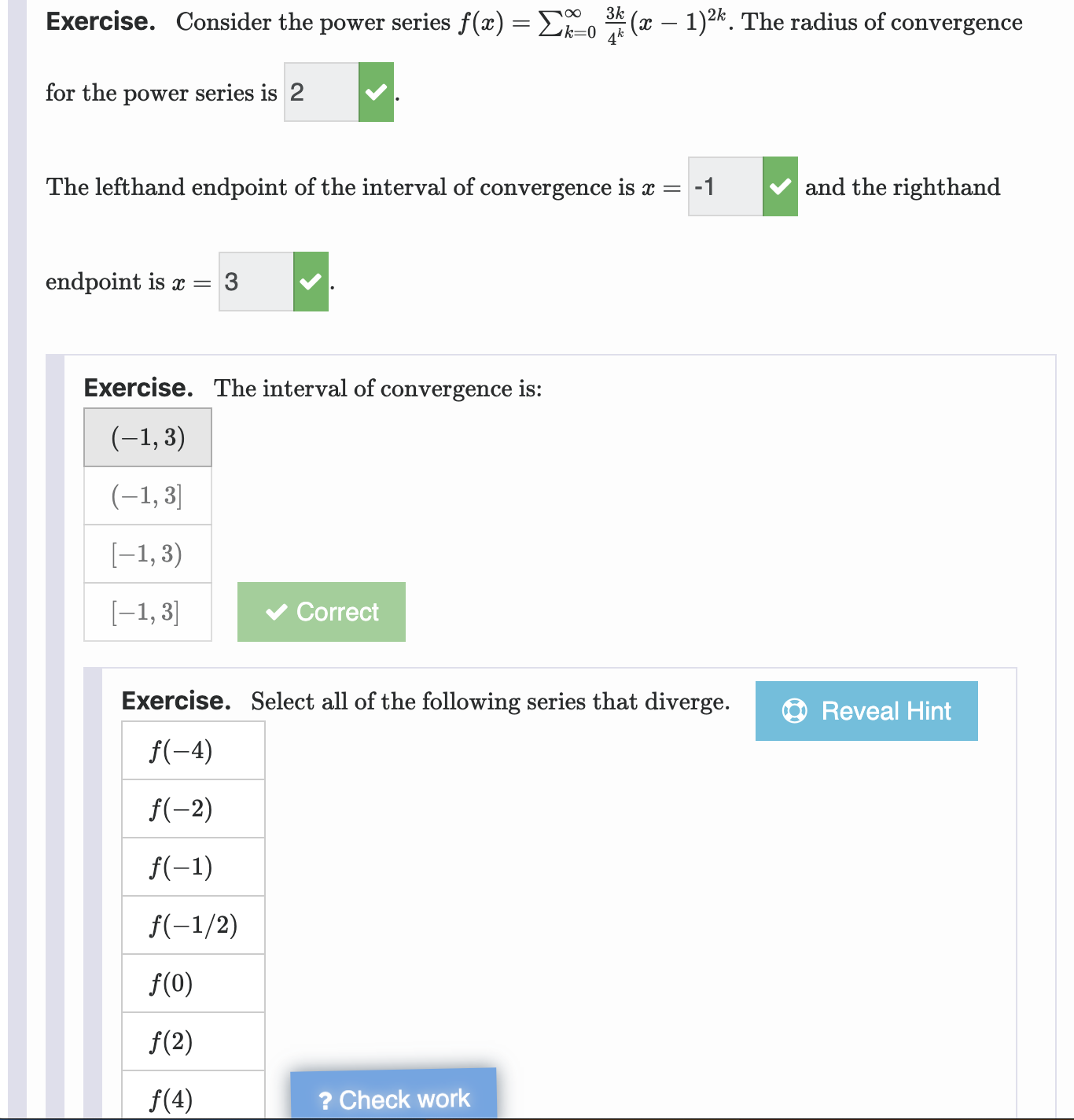 Solved Exercise. Consider the power series | Chegg.com