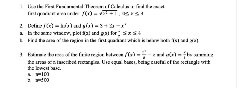 Solved 1. Use the First Fundamental Theorem of Calculus to | Chegg.com