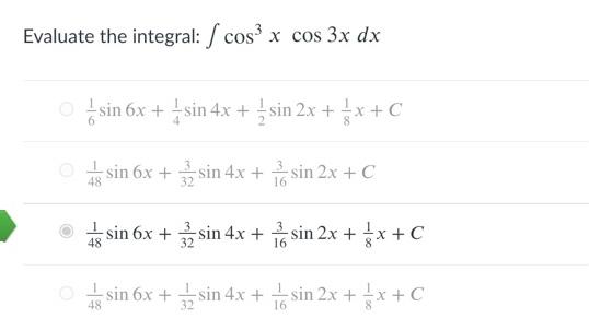 Solved Evaluate the integral / cos x cos 3x dx sin 6x + sin | Chegg.com