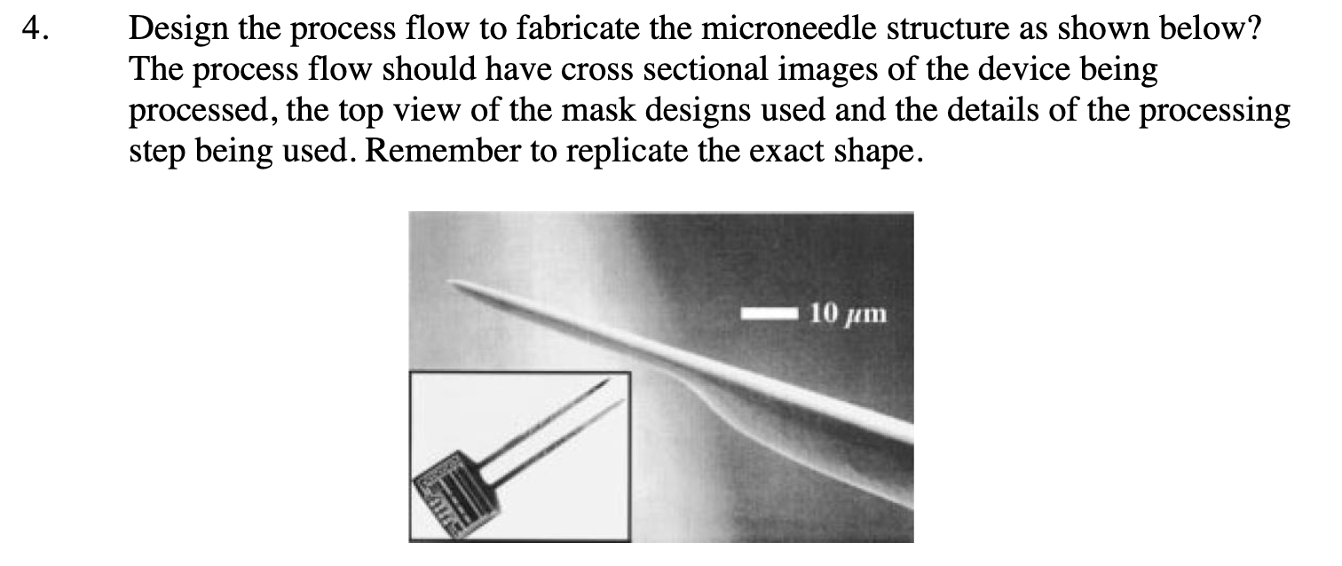 Solved 4. ﻿Design the process flow to fabricate the | Chegg.com