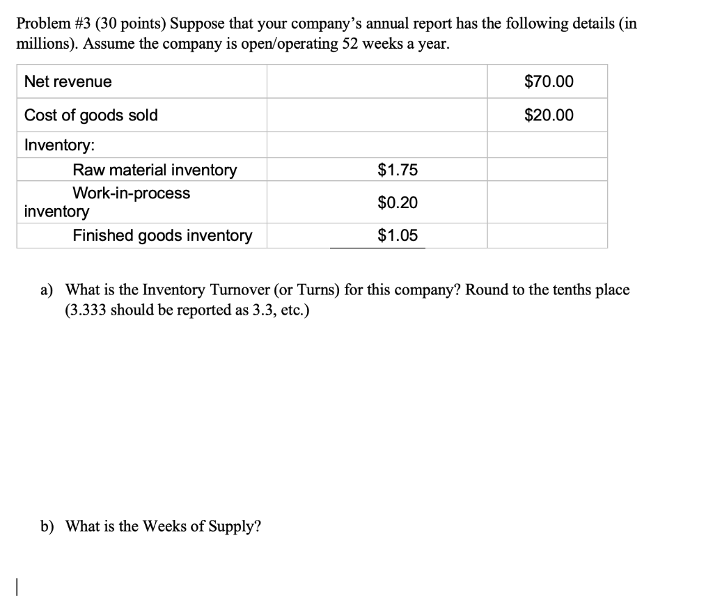 Solved Problem \#3 (30 points) Suppose that your company's | Chegg.com Solved Problem \#3 (30 points) Suppose that your company's | Chegg.com