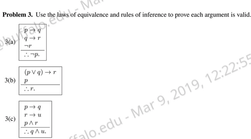 Solved Problem 3. Use the laws of equivalence and rules of | Chegg.com