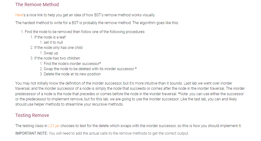 Solved L21/ LBST.java -Tree.java BSTTest.java* * | Chegg.com