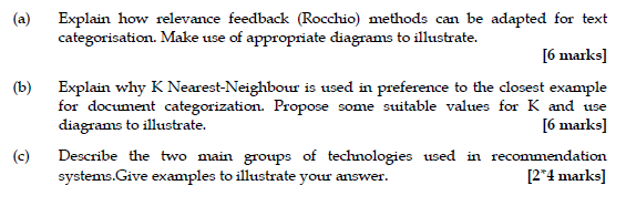 Solved (a) (b) Explain how relevance feedback (Rocchio) | Chegg.com