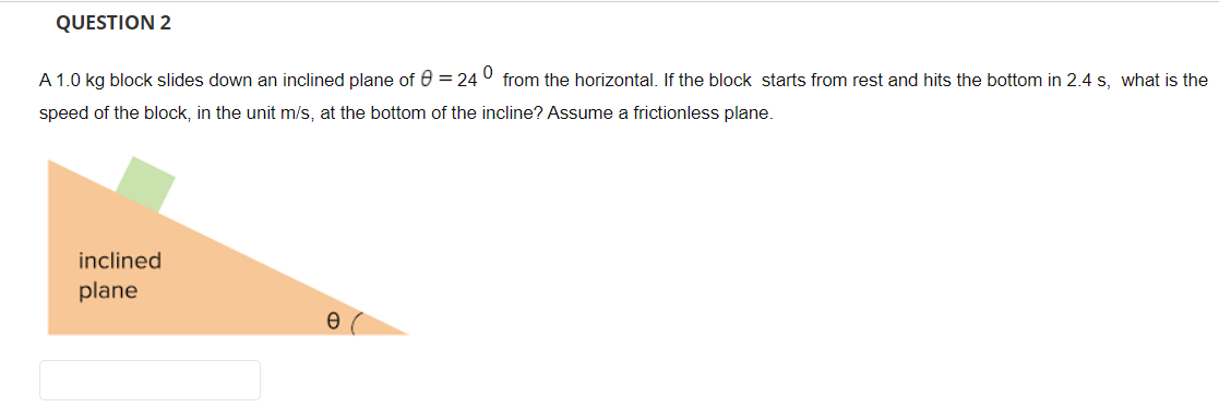 Solved QUESTION 2 A 1.0 kg block slides down an inclined | Chegg.com