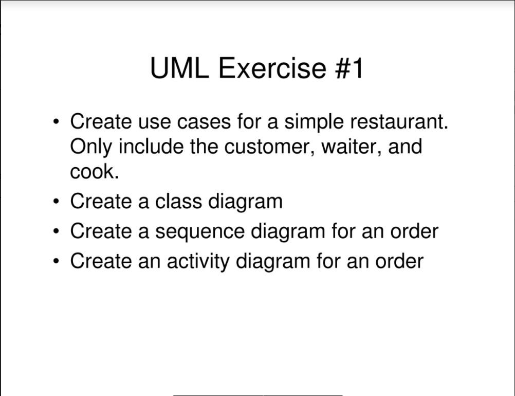 Solved UML Exercise #1 . Create use cases for a simple | Chegg.com