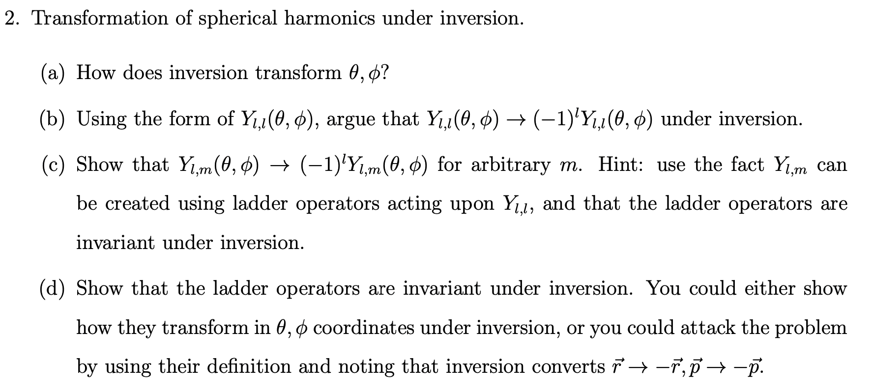 Solved 2. Transformation of spherical harmonics under | Chegg.com