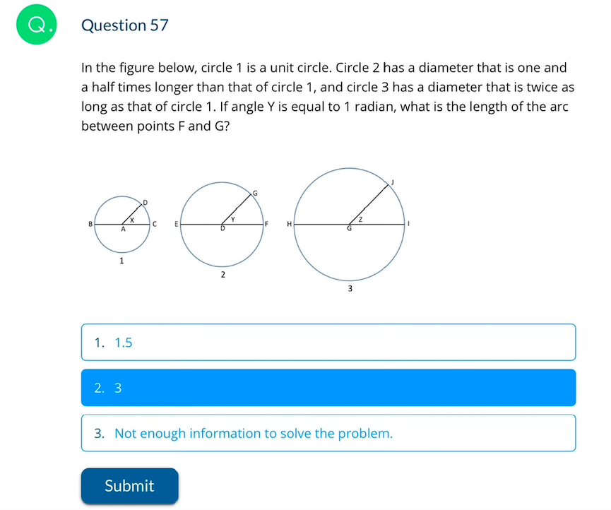 Solved Q. Question 57 In the figure below, circle 1 is a | Chegg.com