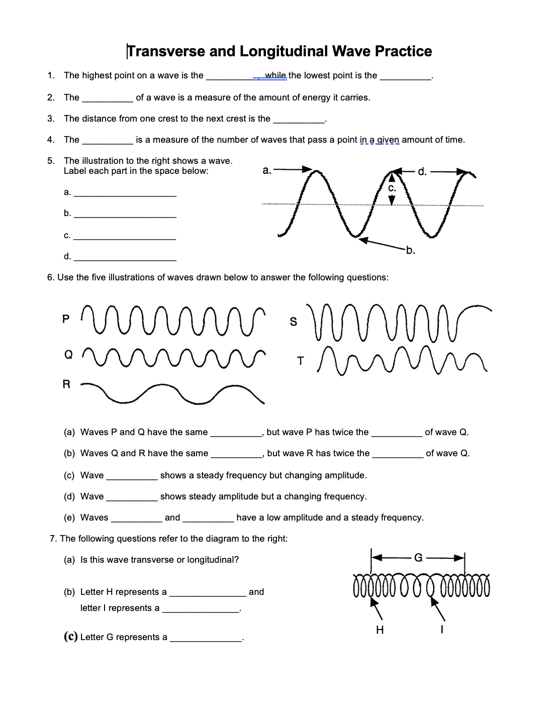 Solved |Transverse and Longitudinal Wave Practice1. ﻿The | Chegg.com