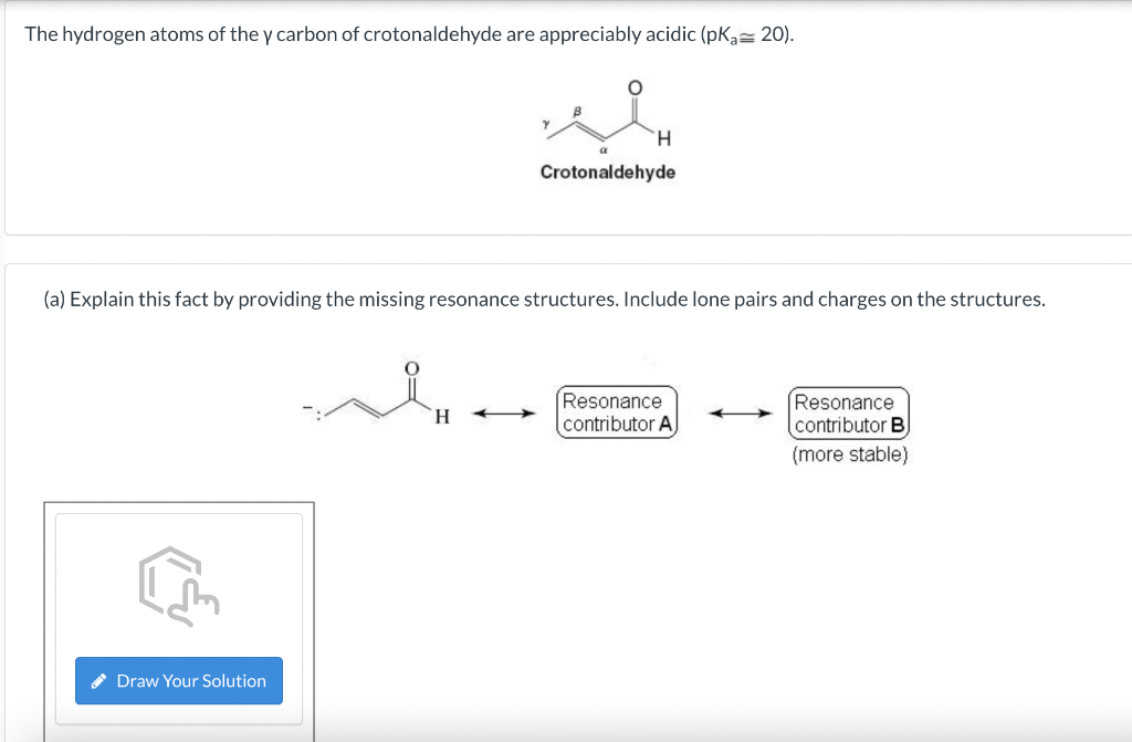 Solved The hydrogen atoms of the y carbon of crotonaldehyde | Chegg.com