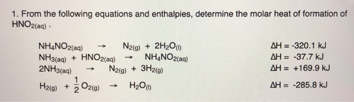Solved 1. From the following equations and enthalpies, | Chegg.com